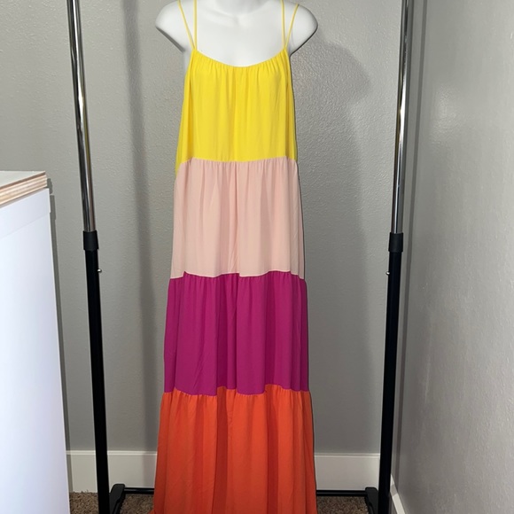 Express | Dresses | New Express Tiered Multi Colored Maxi Dress Xl ...